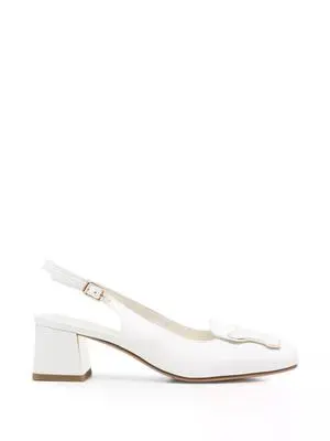 LINDA BAUMANN Slingback Pumps With Buckle Detail - White