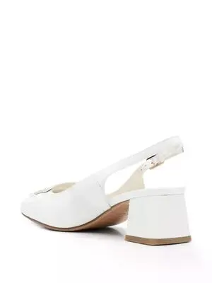 LINDA BAUMANN Slingback Pumps With Buckle Detail - White
