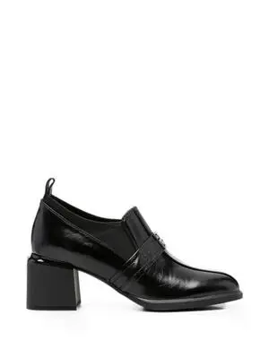 LINDA BAUMANN Logo Plaque Block Heel Pumps