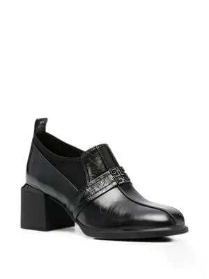 LINDA BAUMANN Logo Plaque Block Heel Pumps