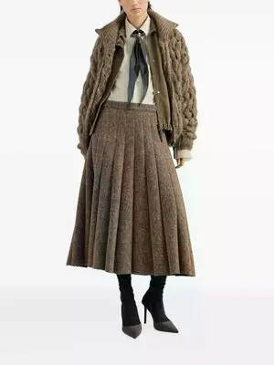 Brunello Cucinelli Donegal Virgin Wool Pleated Skirt