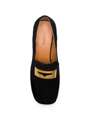 LINDA BAUMANN Logo Plaque Block Heel Loafers