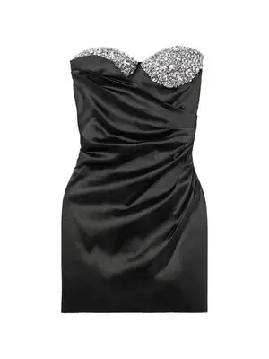 AREA Crystal-embellished Draped Mini Dress - Black