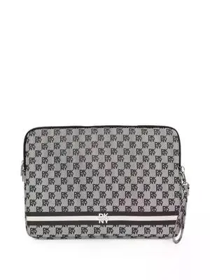 Dkny Logo-print Striped Laptop Bag - Grey