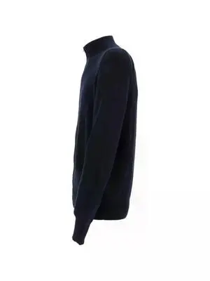 BALLANTYNE Ribbed-knit Zip-up Cardigan - Blue