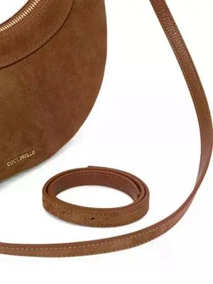 COCCINELLE Mini Whisper Suede Crescent Shoulder Bag - Brown