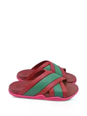 Gucci Web Criss-cross Slide Sandals - Red