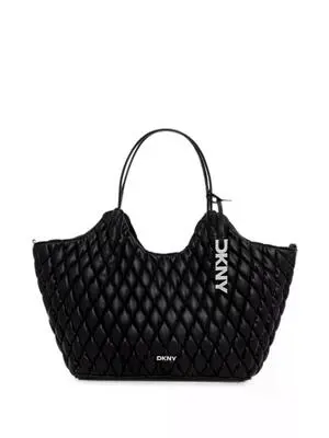 Dkny Paula Quilted Logo-tag Tote Bag - Black