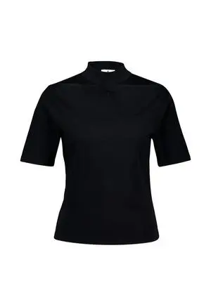 COURREGES Cut-out Merino Wool T-shirt - Black
