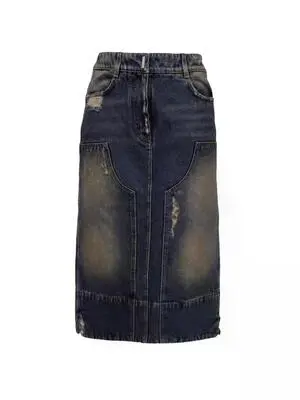 Givenchy Distressed Patchwork Denim Skirt - Blue