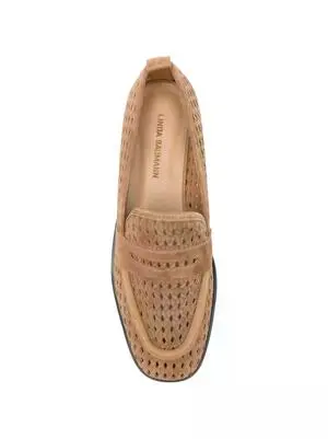 LINDA BAUMANN Woven Leather Loafers