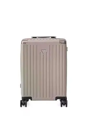 Guess Logo Plaque Ridged Suitcase - Neutrals