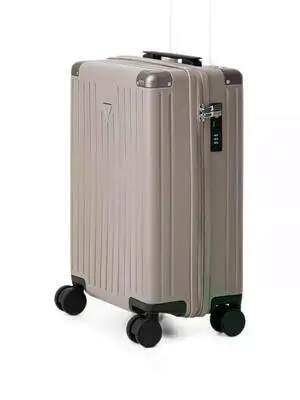 Guess Logo Plaque Ridged Suitcase - Neutrals