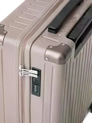 Guess Logo Plaque Ridged Suitcase - Neutrals