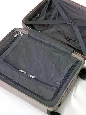 Guess Logo Plaque Ridged Suitcase - Neutrals