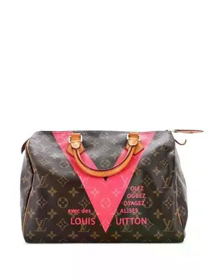 LOUIS VUITTON Speedy Handbag Limited Edition V Monogram Canvas 30 Satchel - Brown