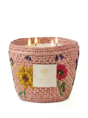 BAOBAB COLLECTION Vony Kopelika Floral-embroidered Raffia Candle - Neutrals
