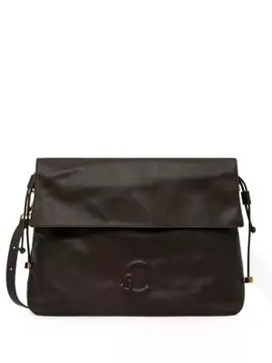 COCCINELLE Embossed-logo Foldover Shoulder Bag - Brown