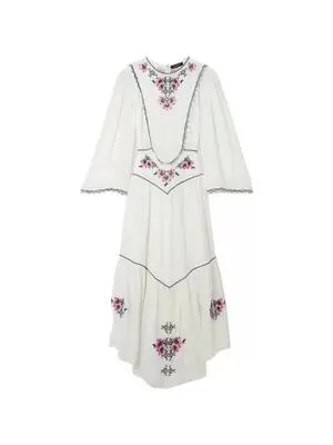 Isabel Marant Étoile Sonia Embroidered Pleated Dress - White