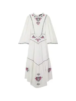 Isabel Marant Étoile Sonia Embroidered Pleated Dress