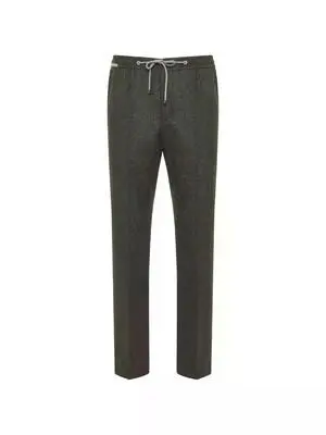Corneliani Drawstring-waist Pressed-crease Trousers - Green