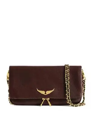 Zadig&Voltaire Rock Grained Leather Clutch Bag - Purple