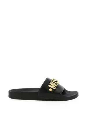 Moschino Logo-lettering Pool Slides - Black