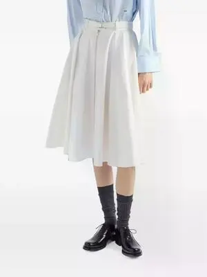 Prada Chino Midi Skirt With Zipper Closure And Buckle Detail