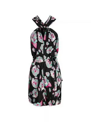 Isabel Marant Étoile Twist-front Floral-print Mini Dress - Black