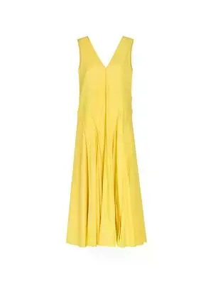 Another Tomorrow V-neck Maxi Dress - Yellow