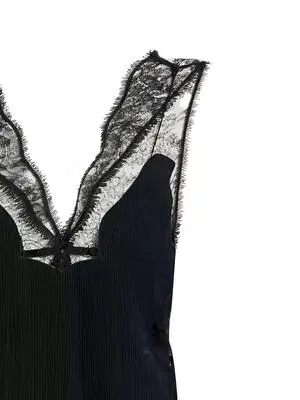 Givenchy Lace-paneled Plissé-crepe Top