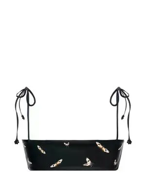 Agua Bendita Primavera Azucar Butterfly-print Bikini Top - Black
