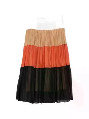 KAOS Colour-block Tiered Maxi Skirt - Black