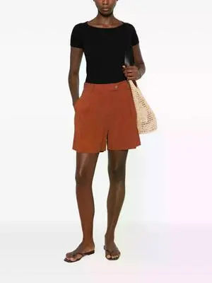 KAOS Pleated High-waisted Shorts - Brown