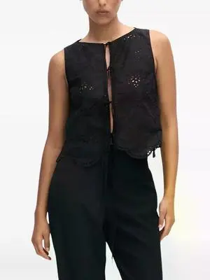 Matteau Broderie-anglaise Tie-fastening Top - Black