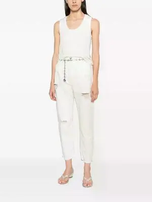 ANIYE BY Distressed Cropped Jeans - White