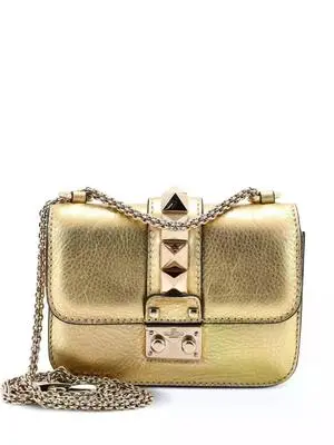Valentino Garavani Glam Lock Leather Mini Crossbody Bag - Gold