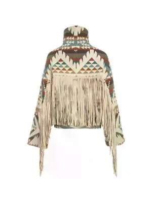 Lindsey Thornburg Archer Fringed Geometric-pattern Jacket - Neutrals