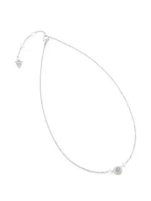 Guess Logo Plaque Faux-pearl Necklace - Silver