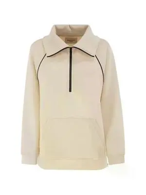 Max Mara Ballata Half-zip Contrast-piping Sweatshirt - Neutrals