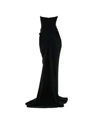 RHEA COSTA Strapless Draped Gown - Black