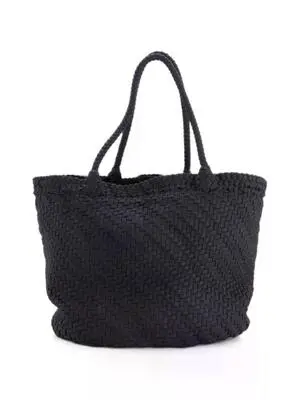 Balenciaga Shoelace Woven Fabric Large Tote Bag - Black