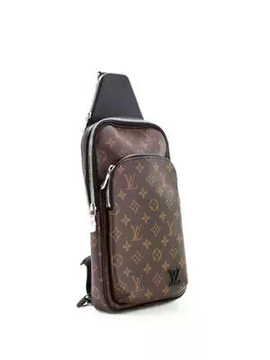 LOUIS VUITTON Avenue Sling Bag Nm Macassar Monogram Canvas Crossbody Bag - Black