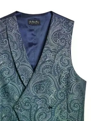 L.B.M. 1911 Paisley-print Double-breasted Waistcoat - Blue