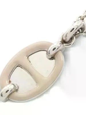 Hermès Tone Enamel Detailing Logo Necklace - Silver