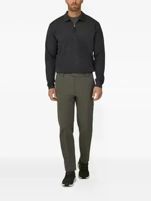 Boggi Milano Quarter-zip Sweatshirt In Wooltech Wool Blend Diagonal - Grey