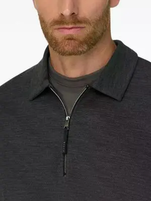 Boggi Milano Quarter-zip Sweatshirt In Wooltech Wool Blend Diagonal