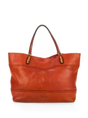 Gucci Medium Tote Bag With Bamboo Detail - Orange