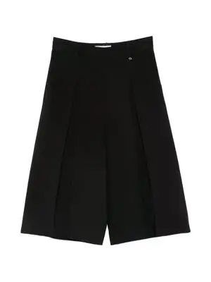 NISSA Pleated Wide-leg Shorts - Black