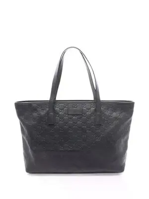 Gucci Leather Debossed Gg Logo Tote Bag